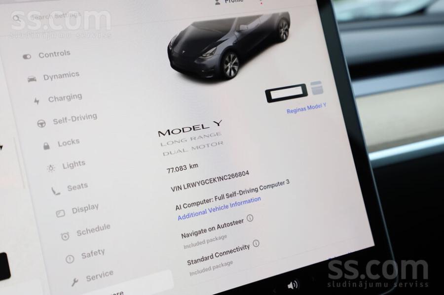 Grey Tesla Model Y 2022 in Tukums, with an engine capacity of 0.00 L and mileage of 77 thousand km for 33000 €, photo 13 on AUTOMOTO.COM.LV
