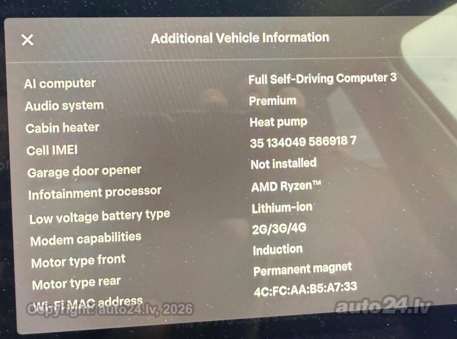 Grey Tesla Model Y 2023 in Tartu, with an engine capacity of 0.00 L and mileage of 22 thousand km for 40300 €, photo 26 on AUTOMOTO.COM.LV
