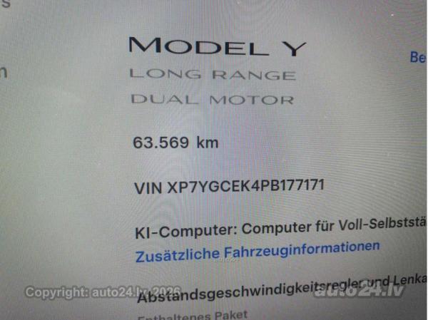 Grey Tesla Model Y 2023 in Tallinn, with an engine capacity of 0.00 L and mileage of 64 thousand km for 39990 €, photo 7 on AUTOMOTO.COM.LV