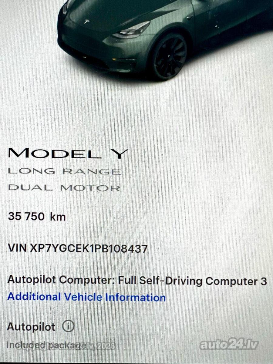 Tesla Model Y 2024 in Tallinn, with an engine capacity of 0.00 L and mileage of 36 thousand km for 45000 €, photo 14 on AUTOMOTO.COM.LV