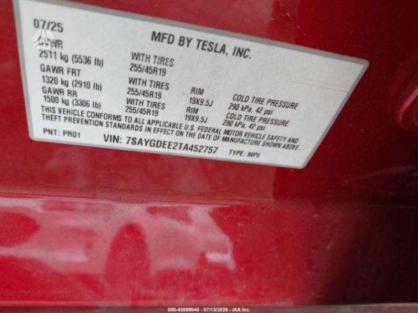 Sarkans Tesla Model Y 2026 Klaipėda, ar dzinēja tilpumu 0.00 L un nobraukumu 4 tūkst. km par 20700 €, foto 10 vietnē AUTOMOTO.COM.LV
