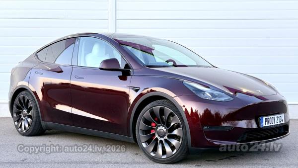 Red Tesla Model Y 2023 in Tallinn, with an engine capacity of 0.00 L and mileage of 56 thousand km for 38500 €, photo 1 on AUTOMOTO.COM.LV