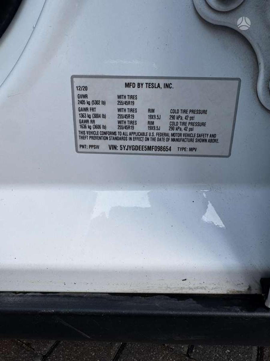 Balts Tesla Model Y 2021 Viļņa, ar dzinēja tilpumu 0.00 L un nobraukumu 58 tūkst. km par 26900 €, foto 9 vietnē AUTOMOTO.COM.LV