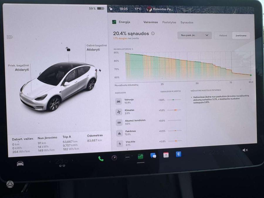 Белый Тесла Модель Y 2021 в Клайпеда, объемом двигателя 0.00 л и пробегом 84 тыс. км за 26900 €, фото 19 на AUTOMOTO.COM.LV