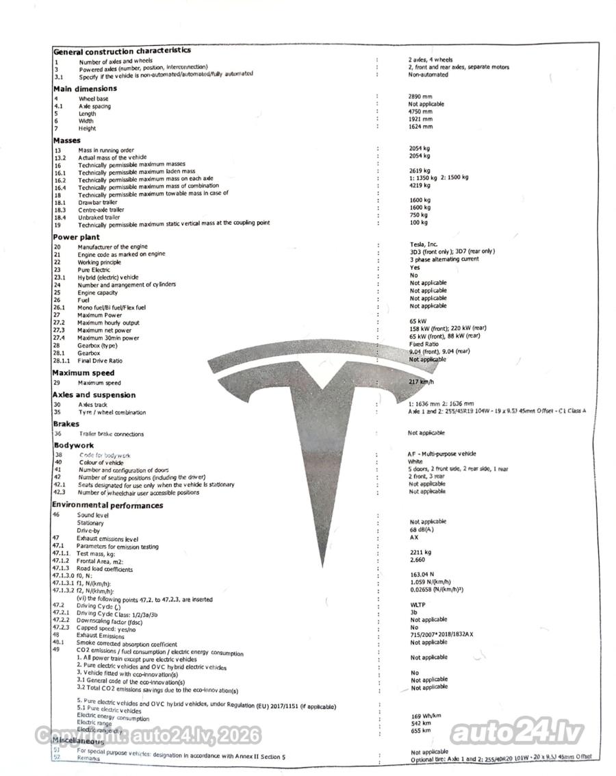 White Tesla Model Y 2022 in Tallinn, with an engine capacity of 0.00 L and mileage of 83 thousand km for 33000 €, photo 13 on AUTOMOTO.COM.LV