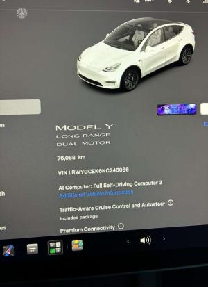White Tesla Model Y 2022 in Vilnius, with an engine capacity of 0.00 L and mileage of 76 thousand km for 32500 €, photo 25 on AUTOMOTO.COM.LV