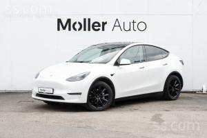 White Tesla Model Y 2022 in Riga, with an engine capacity of 0.00 L and mileage of 98 thousand km for 38900 €, photo  on AUTOMOTO.COM.LV