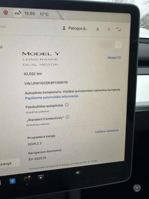 White Tesla Model Y 2023 in Vilnius, with an engine capacity of 0.00 L and mileage of 62 thousand km for 33500 €, photo 13 on AUTOMOTO.COM.LV