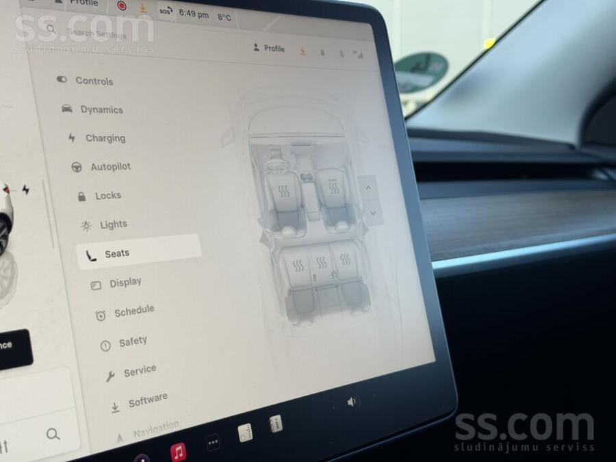 White Tesla Model Y 2023 in Riga, with an engine capacity of 0.00 L and mileage of 58 thousand km for 38900 €, photo 12 on AUTOMOTO.COM.LV