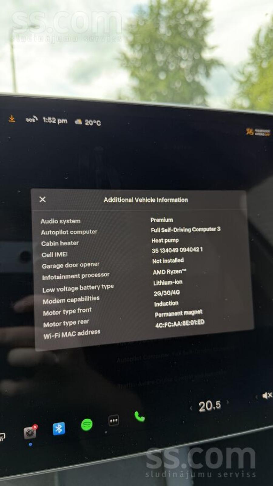 Balts Tesla Model Y 2023 Rīga, ar dzinēja tilpumu 0.00 L un nobraukumu 55 tūkst. km par 35000 €, foto 7 vietnē AUTOMOTO.COM.LV
