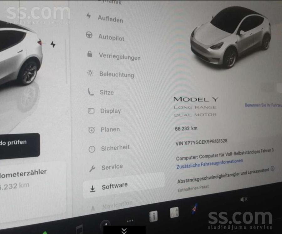White Tesla Model Y 2023 in Riga, with an engine capacity of 0.00 L and mileage of 66 thousand km for 38900 €, photo 11 on AUTOMOTO.COM.LV