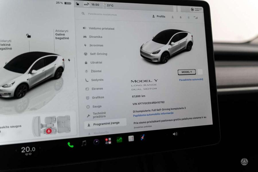 White Tesla Model Y 2024 in Vilnius, with an engine capacity of 0.00 L and mileage of 68 thousand km for 36900 €, photo 25 on AUTOMOTO.COM.LV