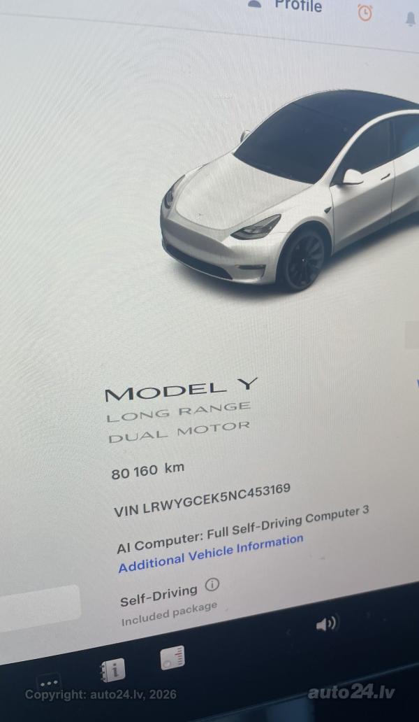 Balts Tesla Model Y 2022 Tallina, ar dzinēja tilpumu 0.00 L un nobraukumu 80 tūkst. km par 32500 €, foto 10 vietnē AUTOMOTO.COM.LV