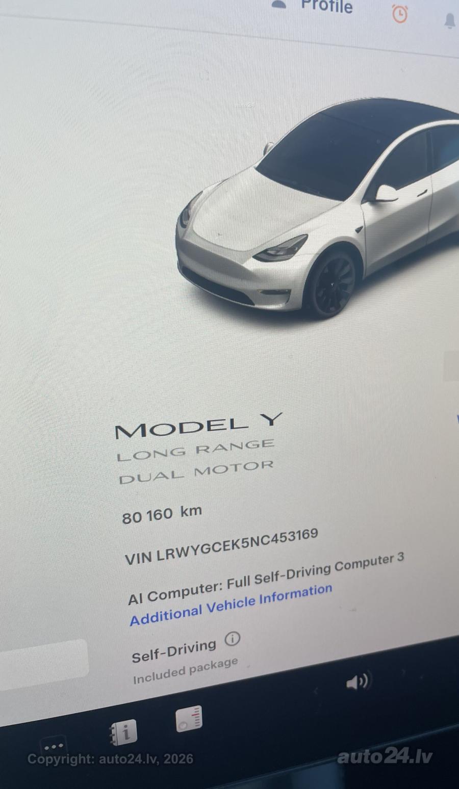 Balts Tesla Model Y 2022 Tallina, ar dzinēja tilpumu 0.00 L un nobraukumu 80 tūkst. km par 32500 €, foto 11 vietnē AUTOMOTO.COM.LV