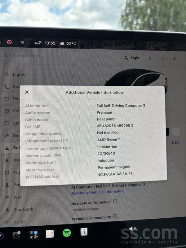 White Tesla Model Y 2023 in Riga, with an engine capacity of 0.00 L and mileage of 75 thousand km for 39400 €, photo 8 on AUTOMOTO.COM.LV