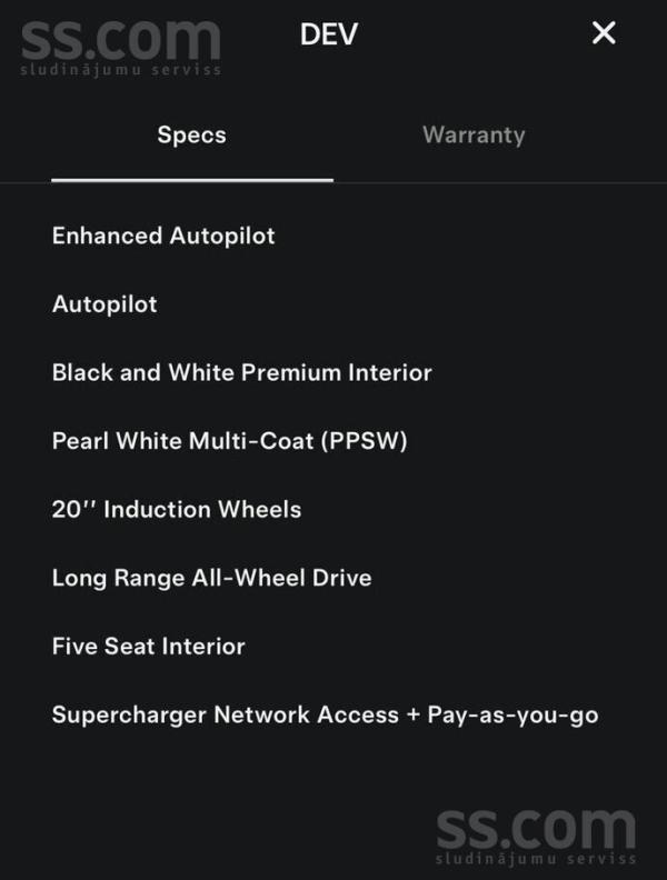 White Tesla Model Y 2023 in Riga, with an engine capacity of 0.00 L and mileage of 75 thousand km for 39400 €, photo 9 on AUTOMOTO.COM.LV