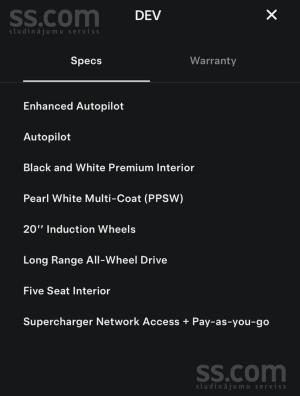 White Tesla Model Y 2023 in Riga, with an engine capacity of 0.00 L and mileage of 75 thousand km for 39400 €, photo 9 on AUTOMOTO.COM.LV