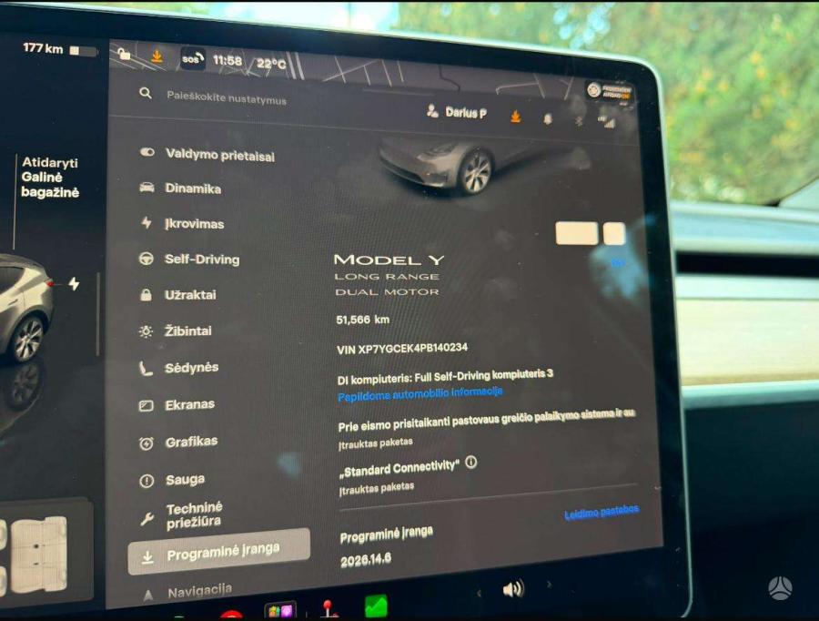 White Tesla Model Y 2024 in Vilnius, with an engine capacity of 0.00 L and mileage of 54 thousand km for 38950 €, photo 19 on AUTOMOTO.COM.LV