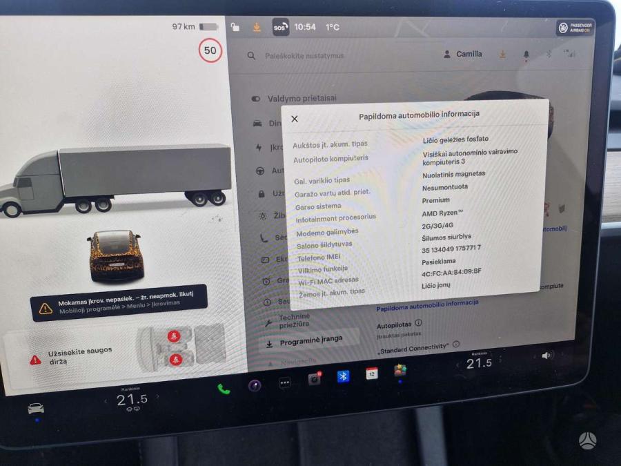 White Tesla Model Y 2023 in Marijampole, with an engine capacity of 0.00 L and mileage of 71 thousand km for 19600 €, photo 23 on AUTOMOTO.COM.LV