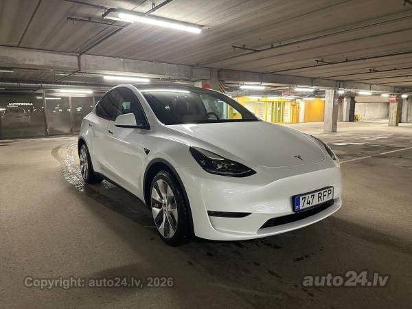 White Tesla Model Y 2021 in Tallinn, with an engine capacity of 0.00 L and mileage of 72 thousand km for 33000 €, photo 1 on AUTOMOTO.COM.LV