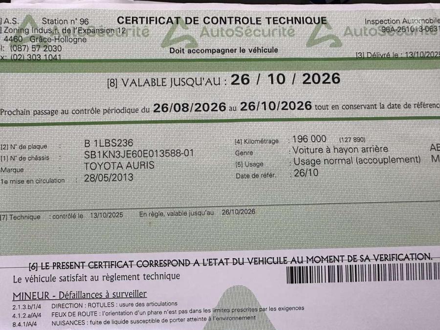 Blue Toyota Auris 2013 in Ukmerge, with an engine capacity of 1.36 L and mileage of 210 thousand km for 5350 €, photo 17 on AUTOMOTO.COM.LV