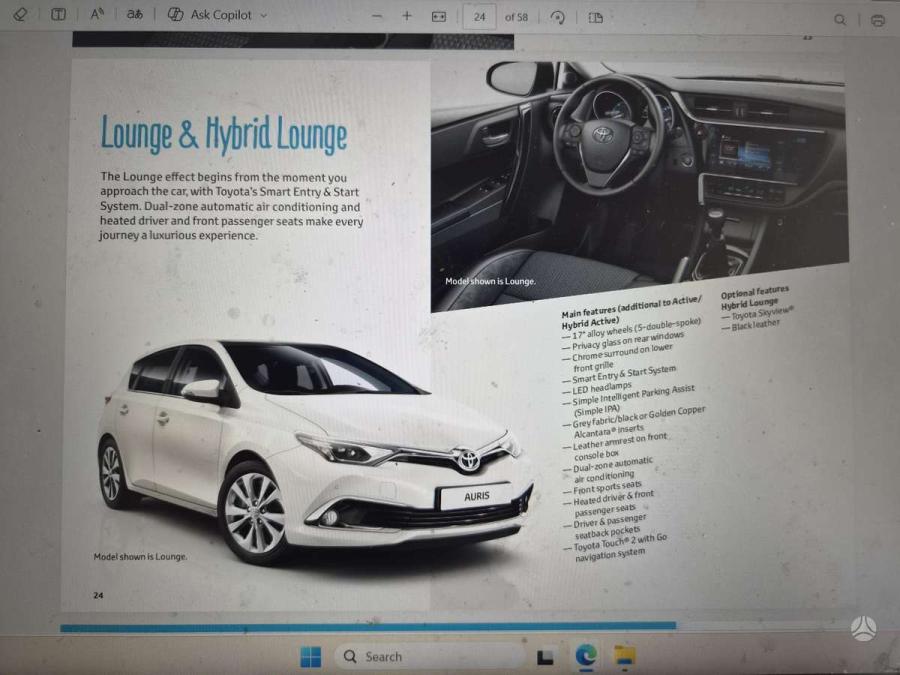 Zils Toyota Auris 2016 Viļņa, ar dzinēja tilpumu 1.80 L un nobraukumu 75 tūkst. km par 14700 €, foto 6 vietnē AUTOMOTO.COM.LV
