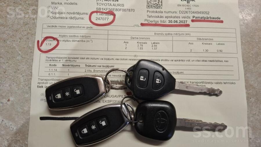Toyota Auris 2007 in Daugavpils, with an engine capacity of 2.00 L and mileage of 247 thousand km for 1700 €, photo 16 on AUTOMOTO.COM.LV