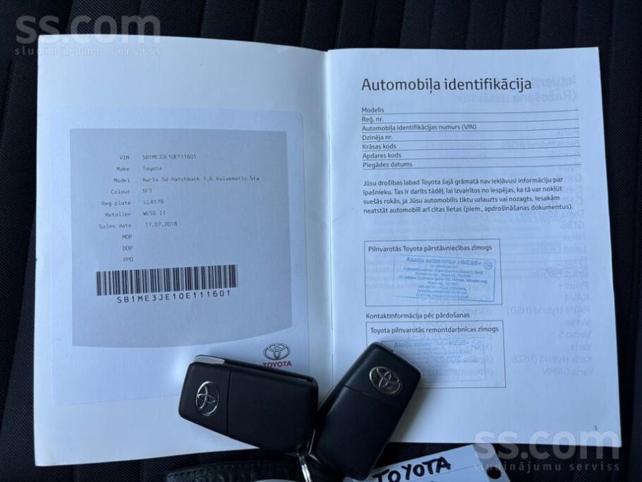 Тойота Аурис 2018 в Рига, объемом двигателя 1.60 л и пробегом 159 тыс. км за 8410 €, фото 24 на AUTOMOTO.COM.LV