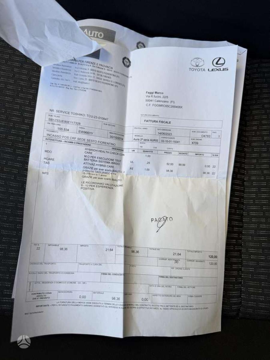 Тойота Аурис 2014 в Вильнюс, объемом двигателя 1.80 л и пробегом 199 тыс. км за 8999 €, фото 20 на AUTOMOTO.COM.LV