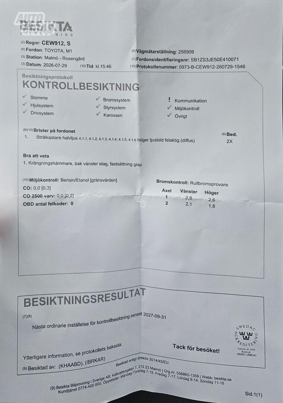 Toyota Auris 2018 in Vilnius, with an engine capacity of 1.80 L and mileage of 259 thousand km for 9999 €, photo 23 on AUTOMOTO.COM.LV