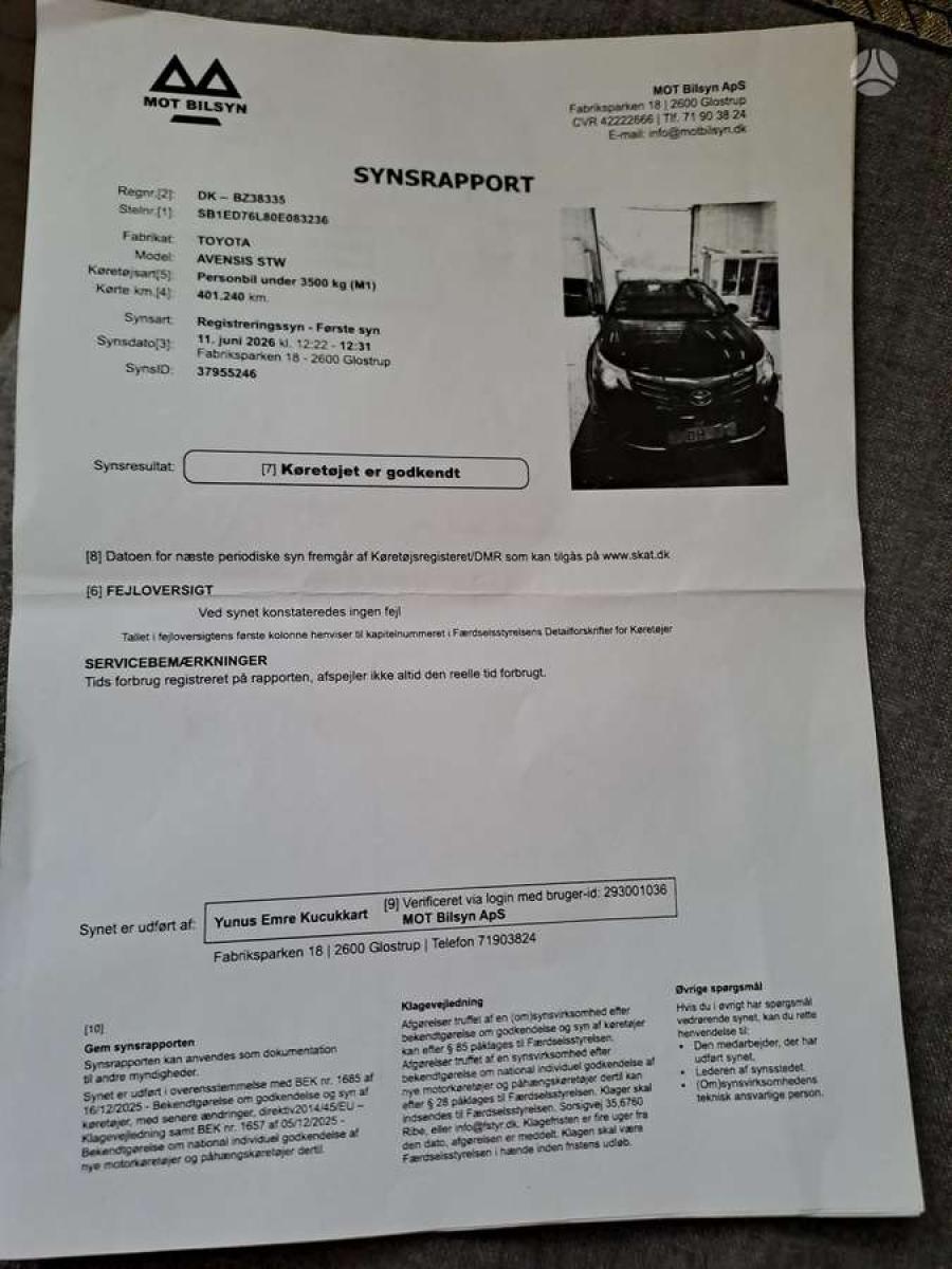 Melns Toyota Avensis 2012 Kauņa, ar dzinēja tilpumu 2.00 L un nobraukumu 400 tūkst. km par 3400 €, foto 11 vietnē AUTOMOTO.COM.LV