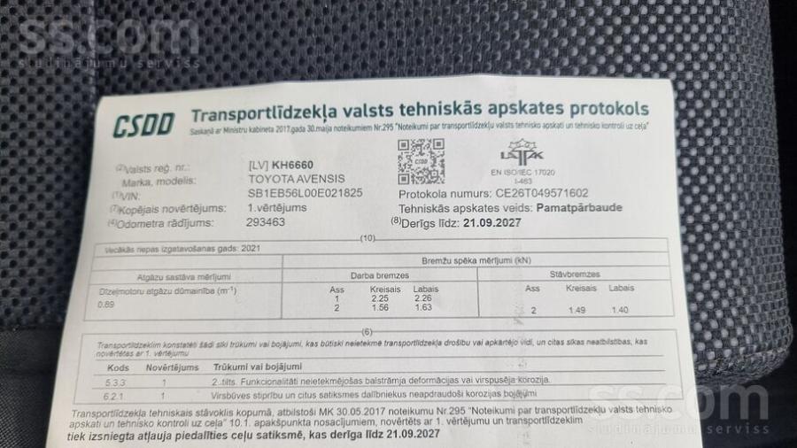 Blue Toyota Avensis 2005 in Cesis, with an engine capacity of 2.20 L and mileage of 293 thousand km for 1650 €, photo 15 on AUTOMOTO.COM.LV