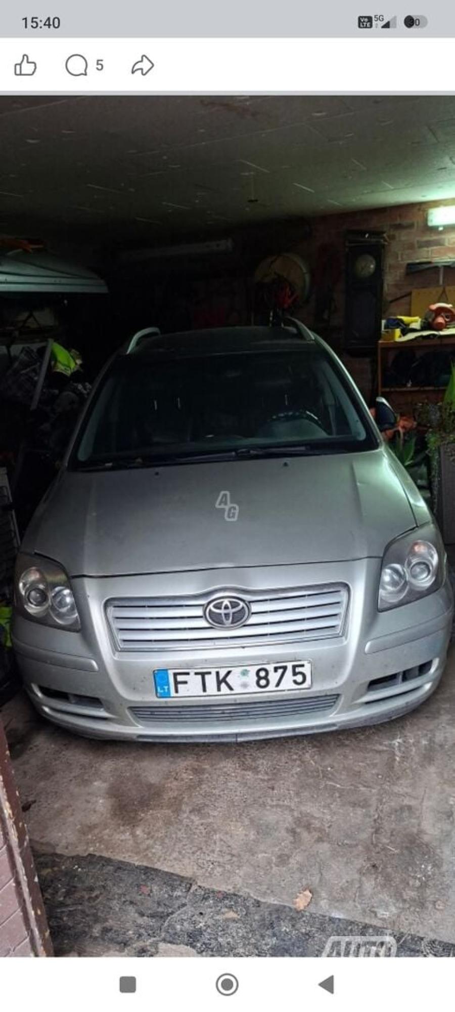 Grey Toyota Avensis 2005 in Telschi, with an engine capacity of 2.00 L and mileage of 346 thousand km for 750 €, photo 1 on AUTOMOTO.COM.LV