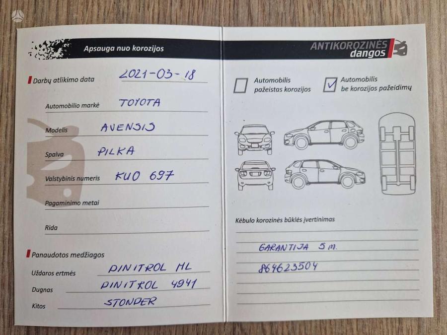Серый Тойота Авенсис 2019 в Алитус, объемом двигателя 1.80 л и пробегом 132 тыс. км за 8900 €, фото 22 на AUTOMOTO.COM.LV