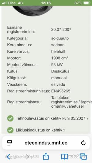 Toyota Avensis 2007 Tallina, ar dzinēja tilpumu 2.00 L un nobraukumu 271 tūkst. km par 1900 €, foto 9 vietnē AUTOMOTO.COM.LV