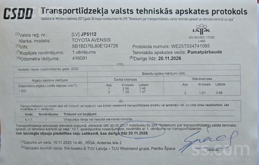 Тойота Авенсис 2014 в Рига, объемом двигателя 2.00 л и пробегом 417 тыс. км за 3500 €, фото 14 на AUTOMOTO.COM.LV