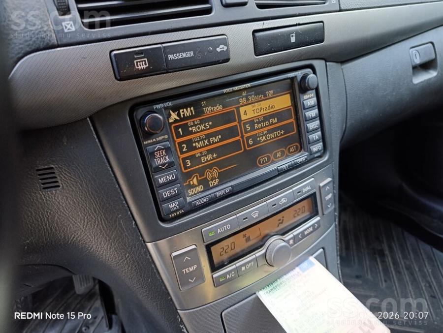 Toyota Avensis 2007 in Riga, with an engine capacity of 2.00 L and mileage of 371 thousand km for 1499 €, photo 17 on AUTOMOTO.COM.LV