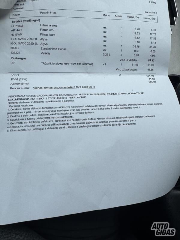 Toyota Avensis 2011 in Vilnius, with an engine capacity of 2.20 L and mileage of 308 thousand km for 3400 €, photo 9 on AUTOMOTO.COM.LV