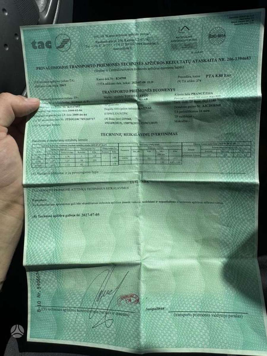 Серый Тойота Айго 2008 в Каунас, объемом двигателя 1.00 л и пробегом 230 тыс. км за 700 €, фото 10 на AUTOMOTO.COM.LV
