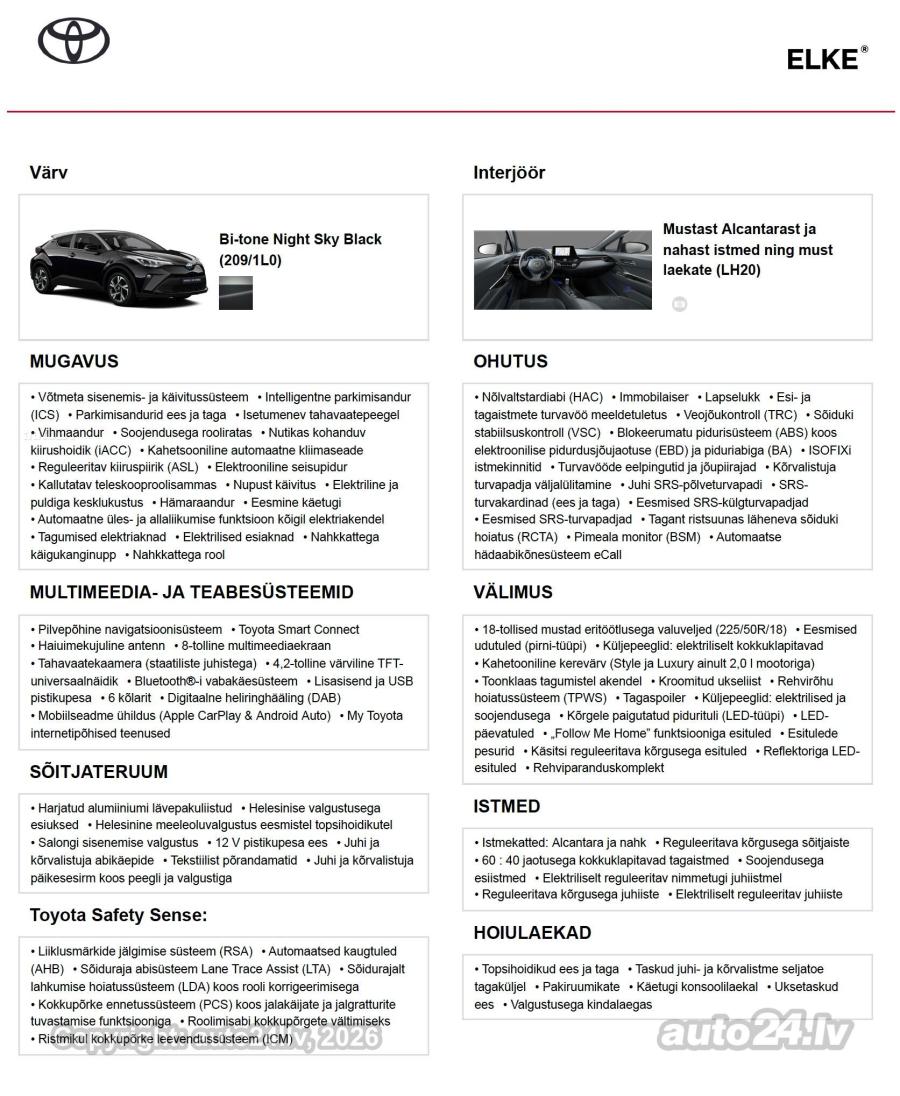 Черный Тойота C-HR 2023 в Таллин, объемом двигателя 1.80 л и пробегом 26 тыс. км за 28500 €, фото 5 на AUTOMOTO.COM.LV
