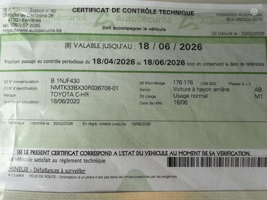 Blue Toyota C-HR 2020 in Siauliai, with an engine capacity of 1.80 L and mileage of 185 thousand km for 17990 €, photo 35 on AUTOMOTO.COM.LV