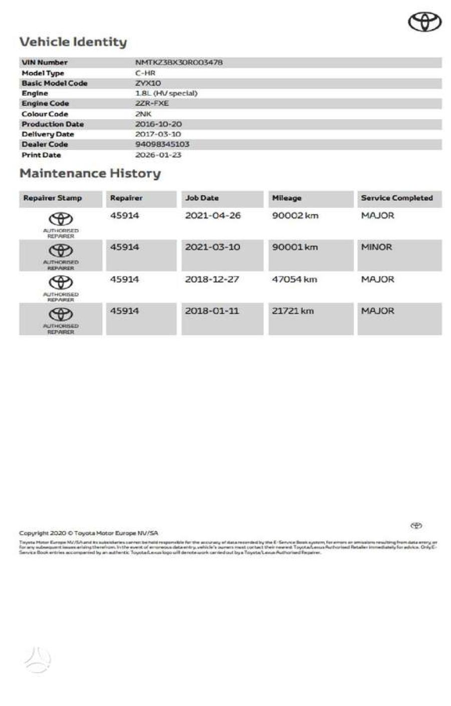 Серый Тойота C-HR 2017 в Шяуляй, объемом двигателя 1.80 л и пробегом 158 тыс. км за 16900 €, фото 30 на AUTOMOTO.COM.LV