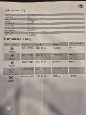 Серый Тойота C-HR 2018 в Мариямполе, объемом двигателя 1.20 л и пробегом 67 тыс. км за 16500 €, фото 36 на AUTOMOTO.COM.LV