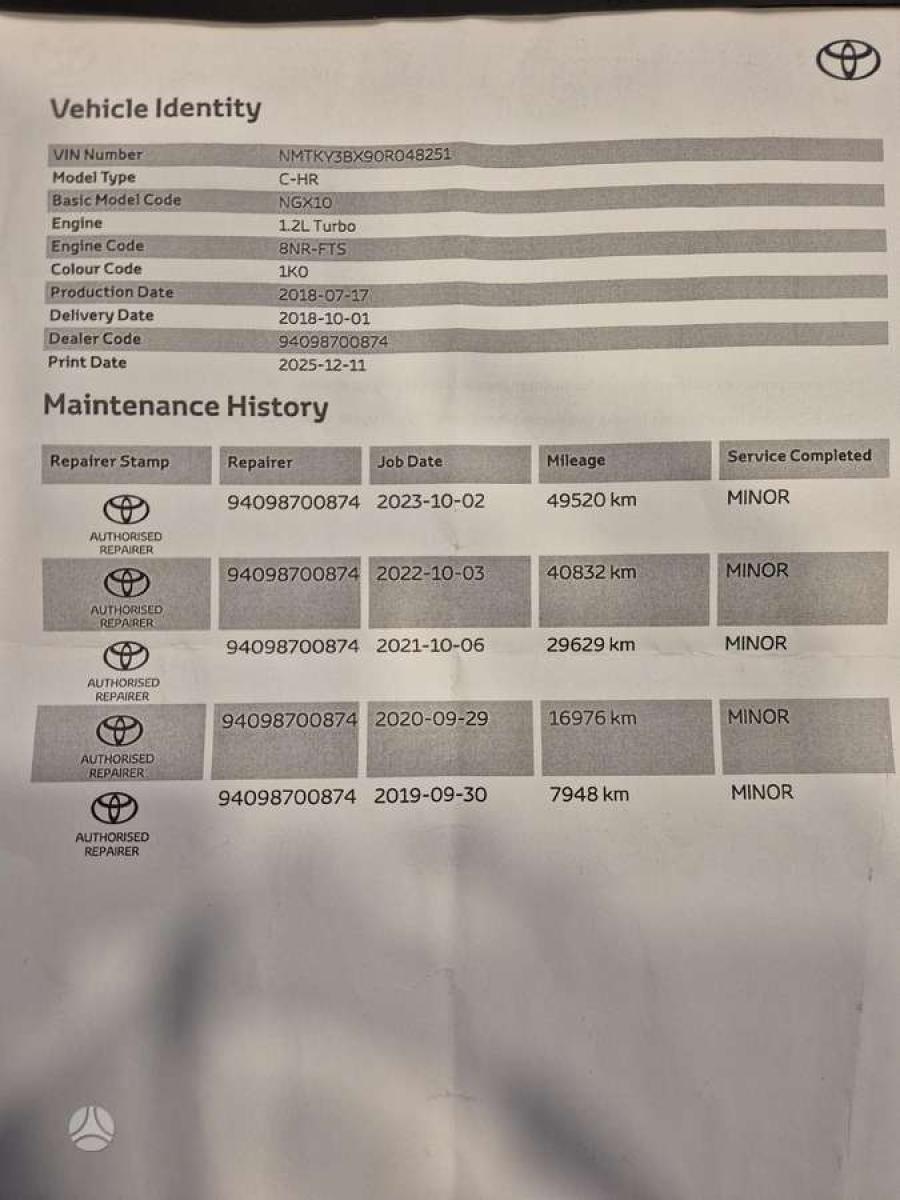 Серый Тойота C-HR 2018 в Мариямполе, объемом двигателя 1.20 л и пробегом 67 тыс. км за 16500 €, фото 36 на AUTOMOTO.COM.LV