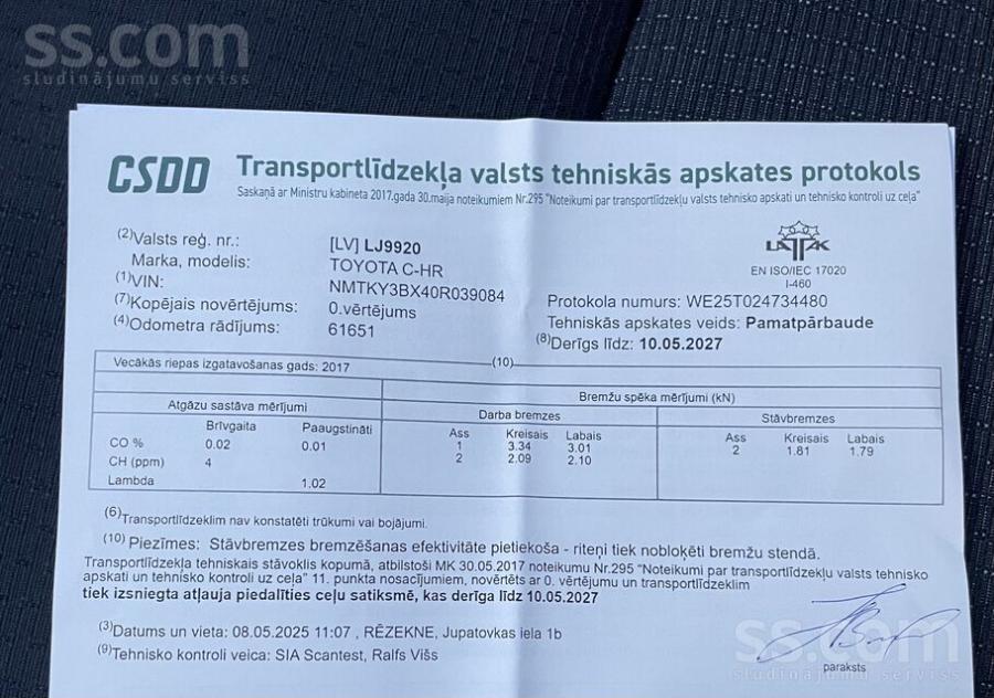Grey Toyota C-HR 2018 in Rezekne, with an engine capacity of 1.20 L and mileage of 68 thousand km for 13500 €, photo 14 on AUTOMOTO.COM.LV