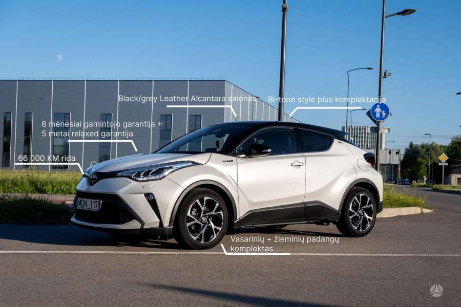 White Toyota C-HR 2021 in Kaunas, with an engine capacity of 1.80 L and mileage of 66 thousand km for 22900 €, photo 33 on AUTOMOTO.COM.LV