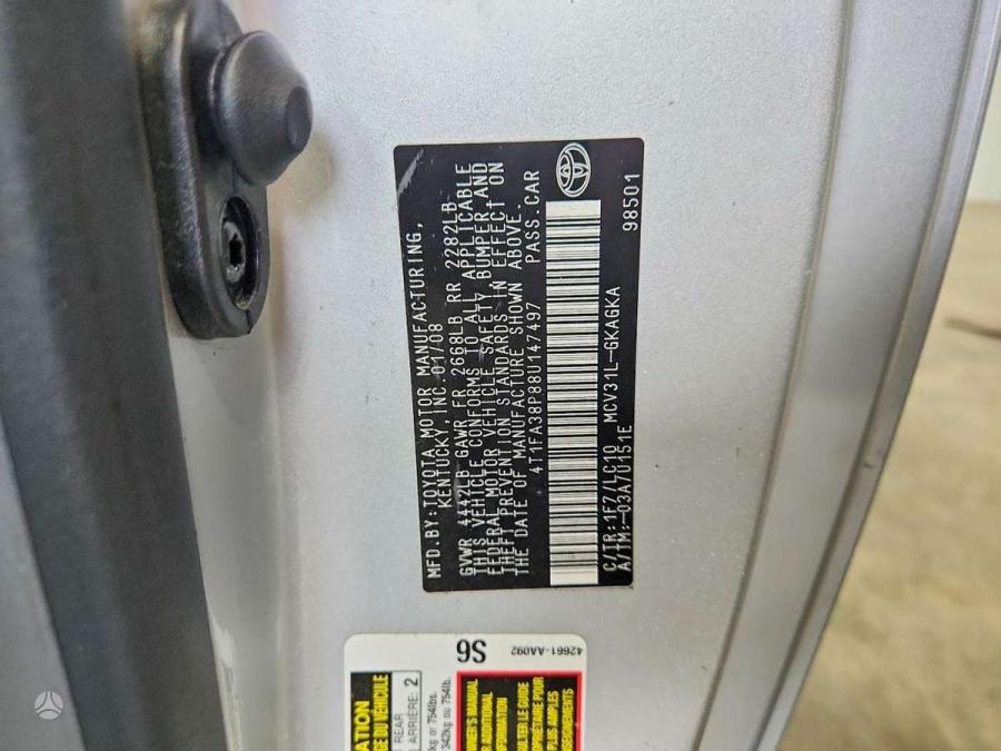 Серый Тойота Camry Solara 2008 в Вильнюс, объемом двигателя 3.30 л и пробегом 77 тыс. км за 9990 €, фото 7 на AUTOMOTO.COM.LV