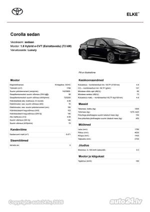 Black Toyota Corolla 2023 in Tallinn, with an engine capacity of 1.80 L and mileage of 47 thousand km for 25499 €, photo 14 on AUTOMOTO.COM.LV