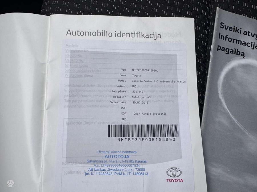 Grey Toyota Corolla 2016 in Vilnius, with an engine capacity of 1.60 L and mileage of 92 thousand km for 10450 €, photo 26 on AUTOMOTO.COM.LV