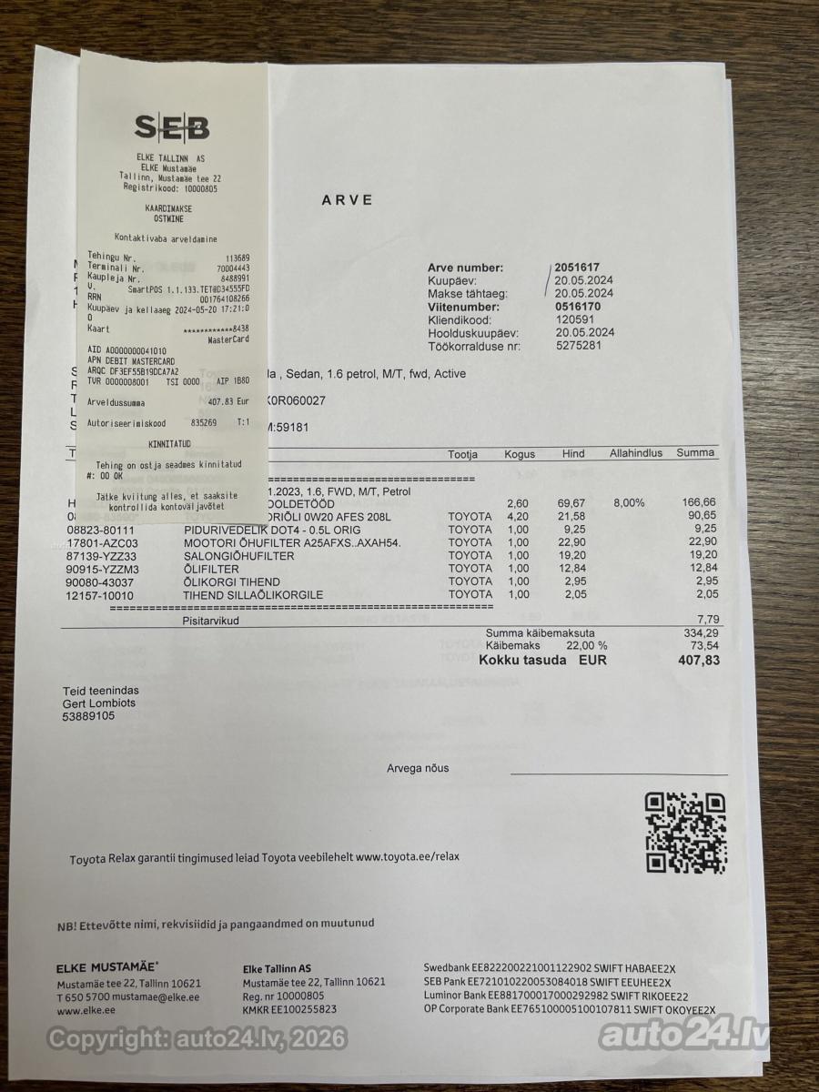 Pelēks Toyota Corolla 2020 Tallina, ar dzinēja tilpumu 1.60 L un nobraukumu 86 tūkst. km par 14000 €, foto 15 vietnē AUTOMOTO.COM.LV